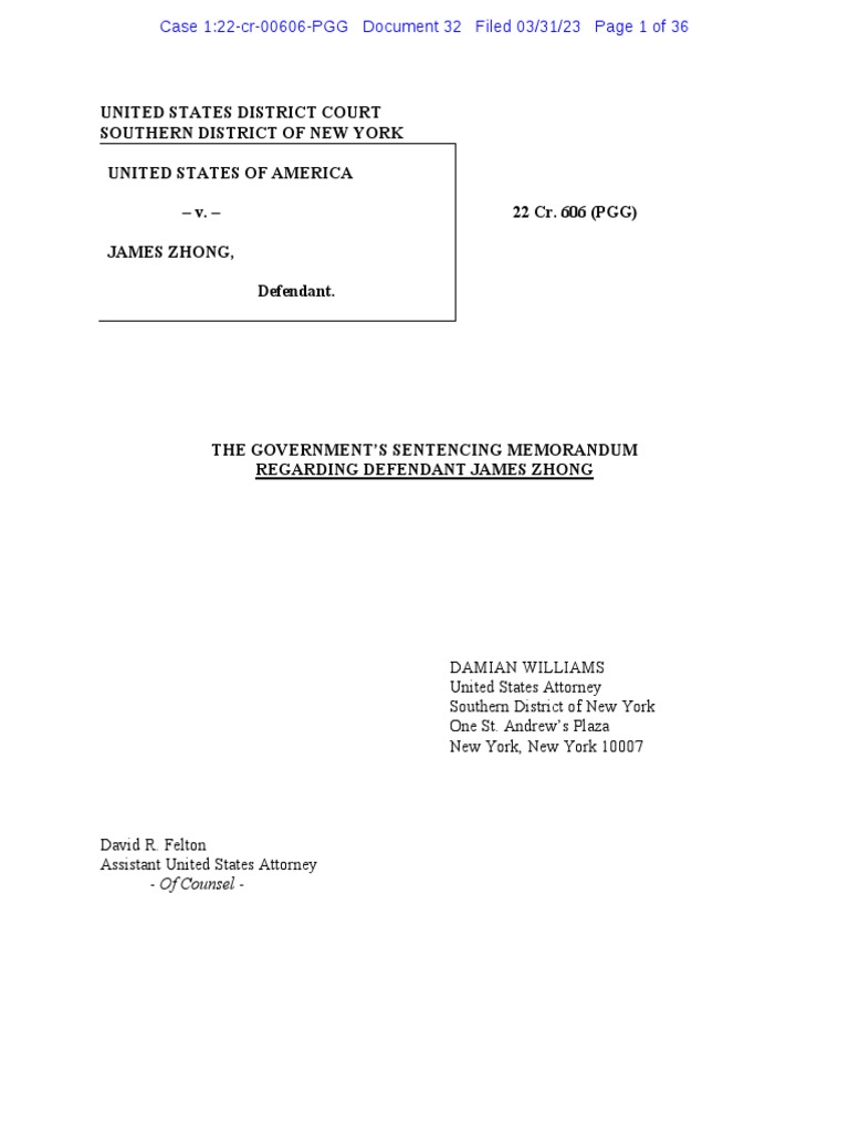 United States District Court Southern District of New York United ...