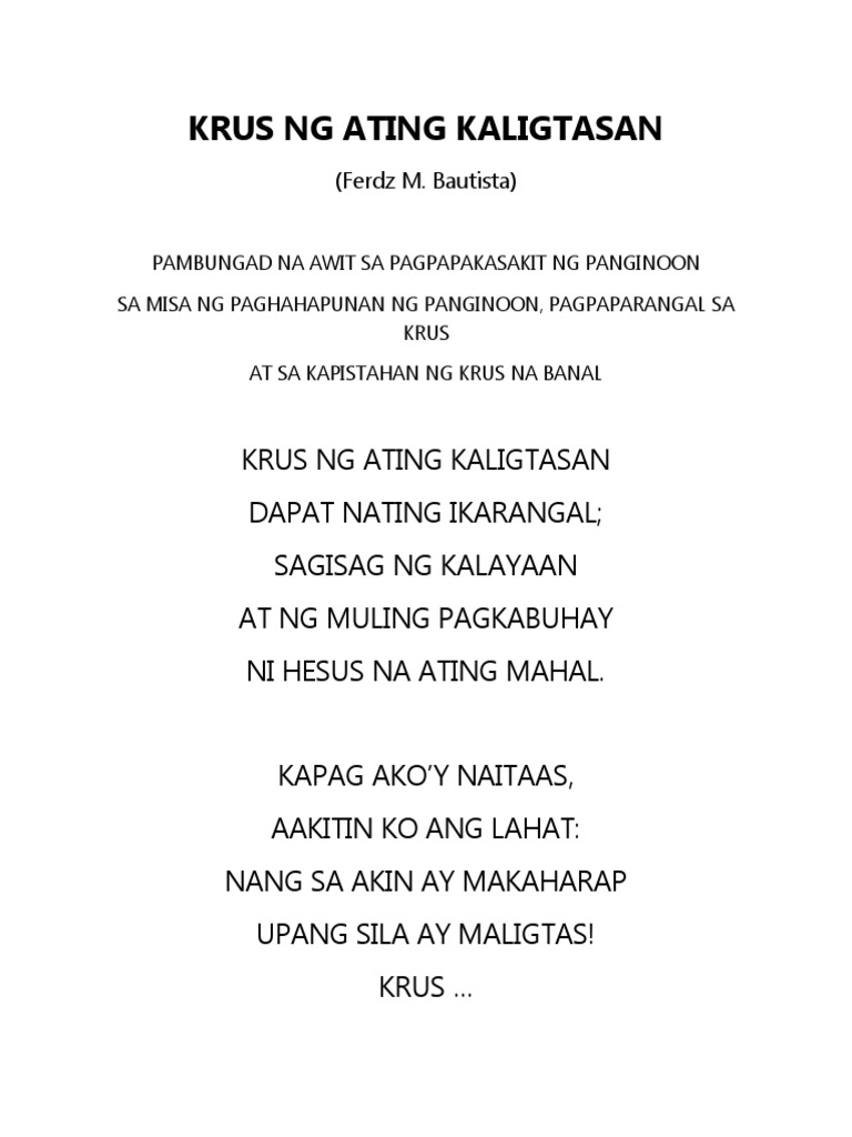 Krus NG Ating Kaligtasan: (Ferdz M. Bautista) | PDF