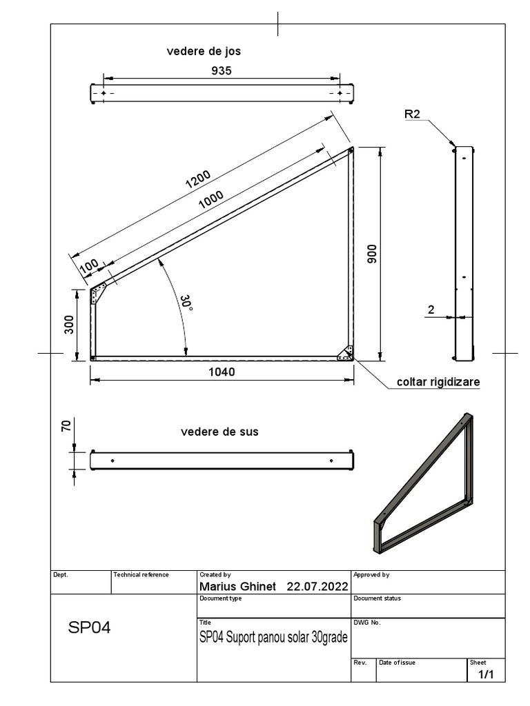 SP04 Suport Panou Solar 30grade Drawing v1 | PDF