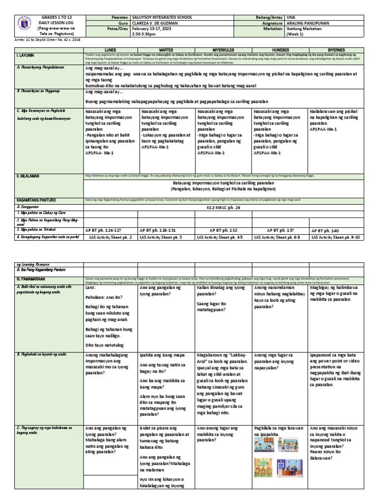 DLL - Q3 - Ap - Week 1 | PDF