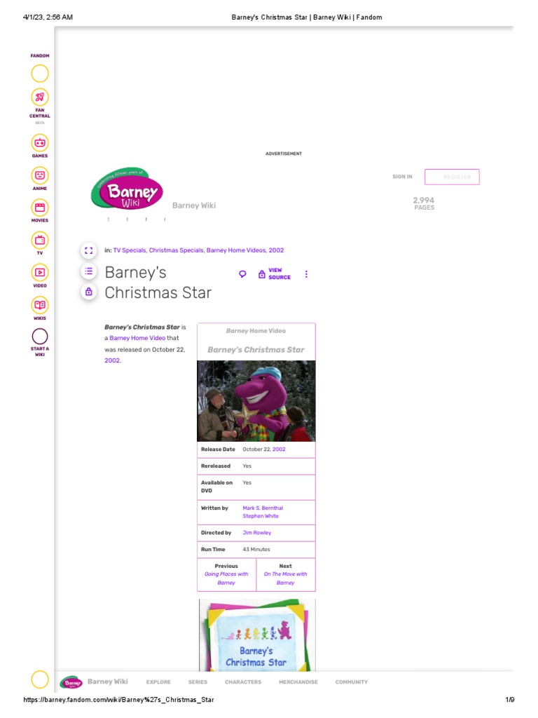 Barney's Christmas Star - Barney Wiki - Fandom | PDF | Fandom