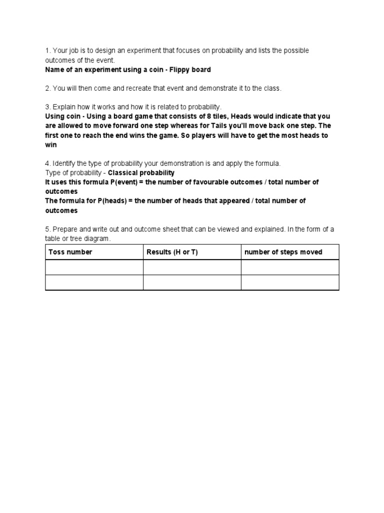 Probability Task Experiment | PDF
