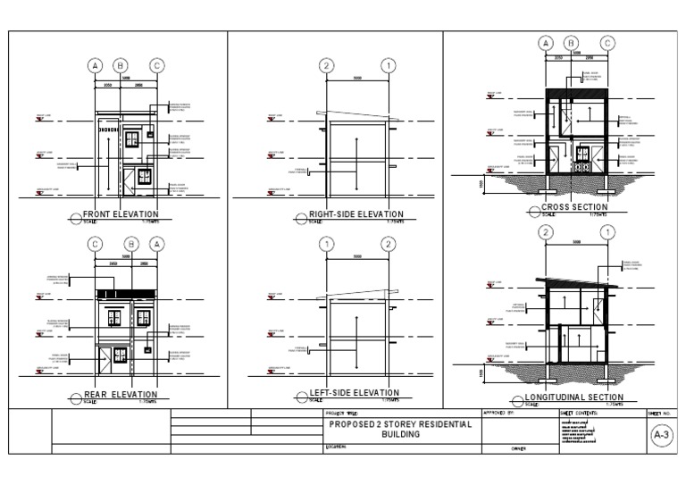 Front Elevation Right-Side Elevation Cross Section | PDF | Window | Door