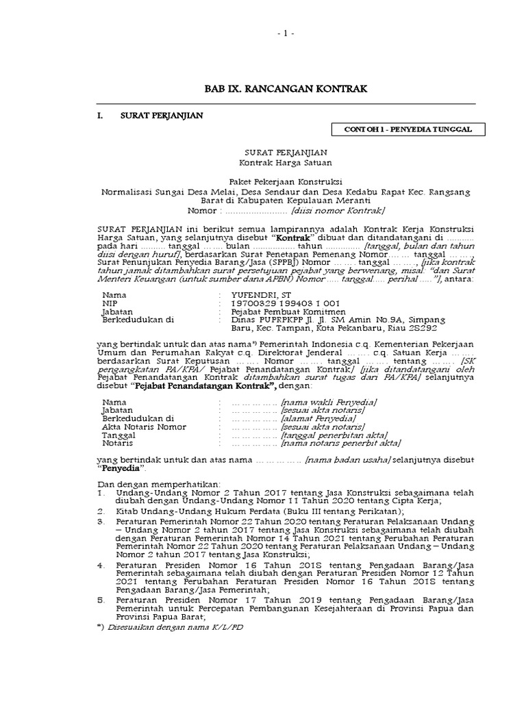 4.ranc. Kontrak SSUK Dan SSKK Melai | PDF