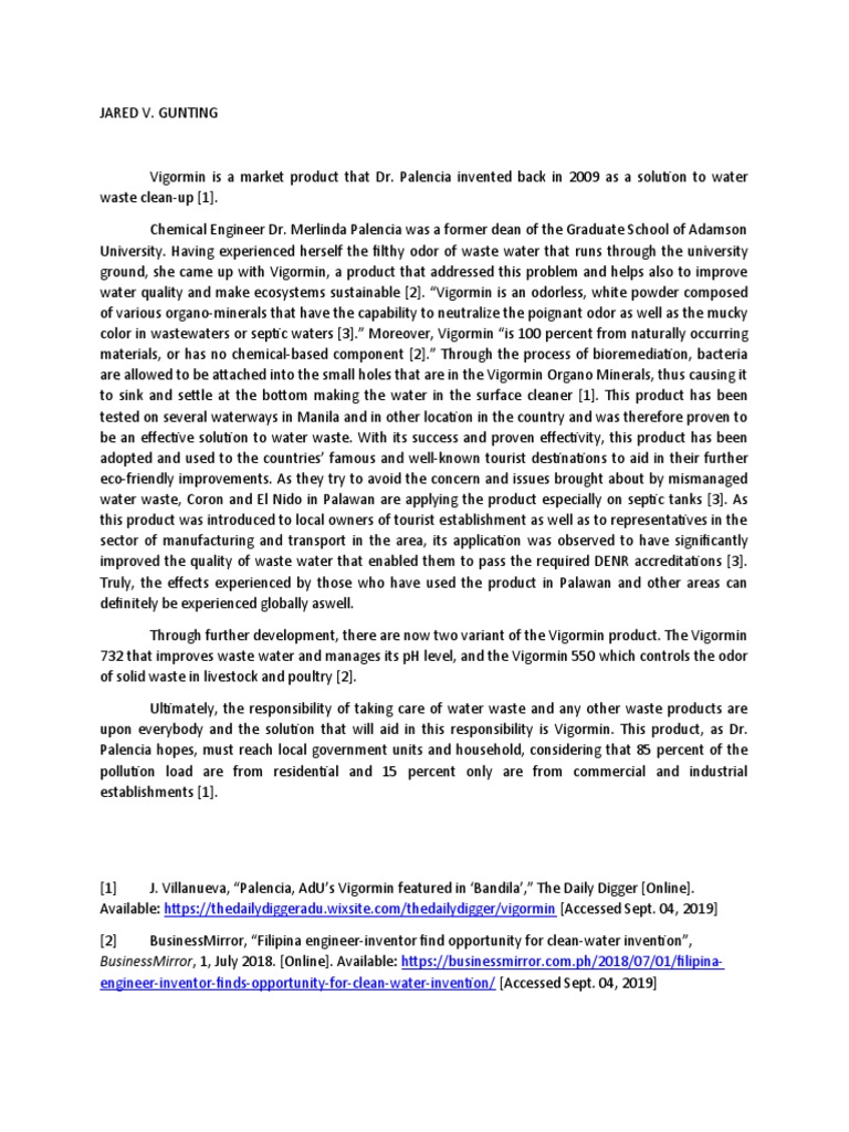 Dr Palencia's Vigormin Cleans Water Naturally | PDF | Water | Pollution