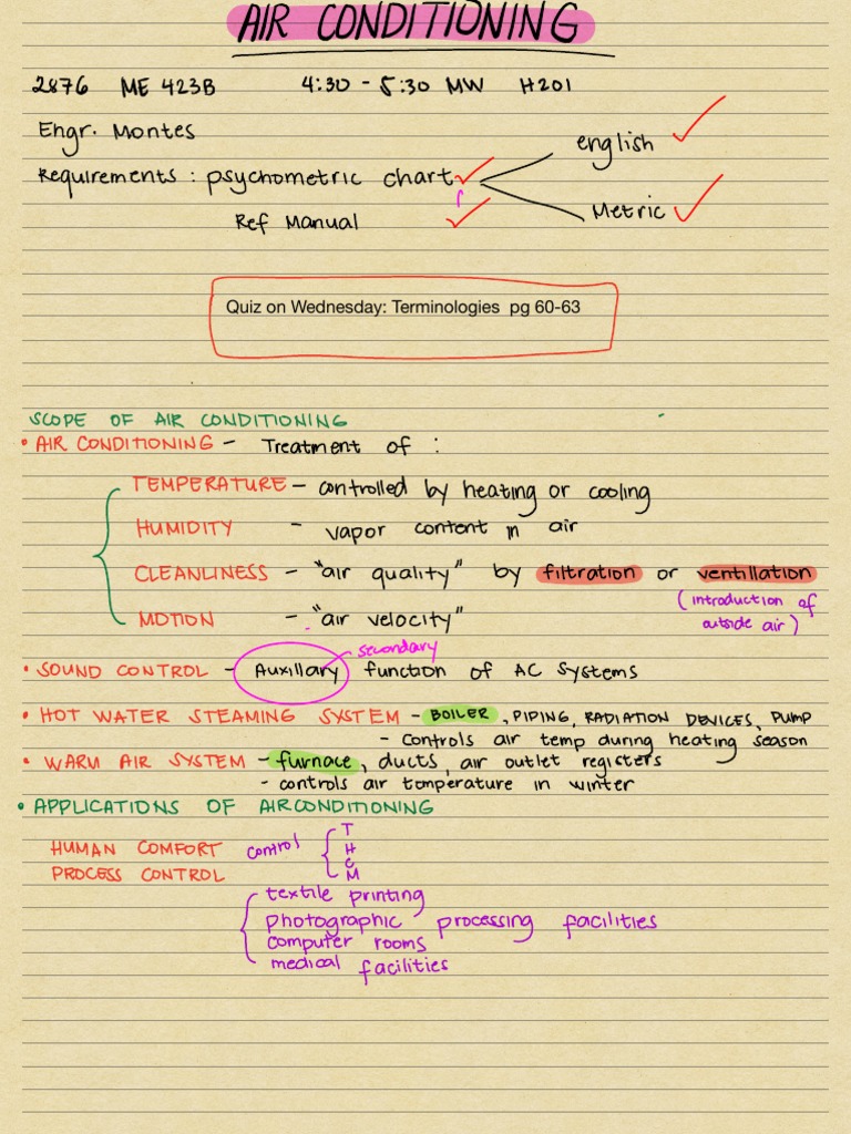 Aircon Notes | Download Free PDF | Air Conditioning | Physical Quantities