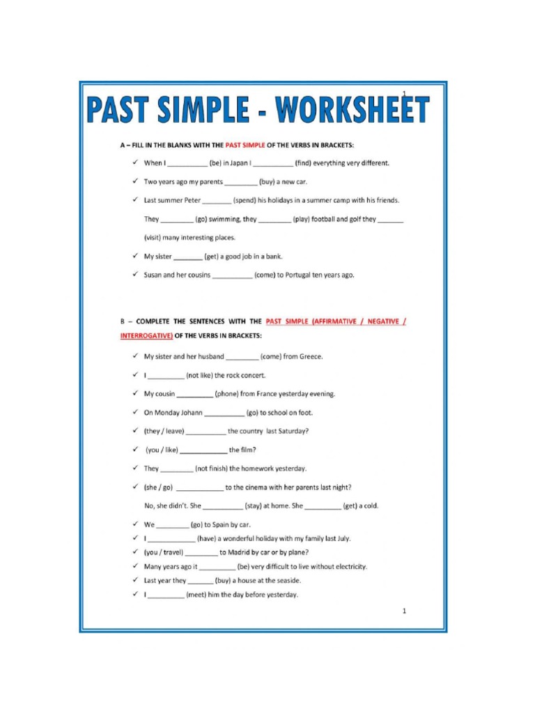 Unit 1 GRAMMAR PAST SIMPLE | PDF