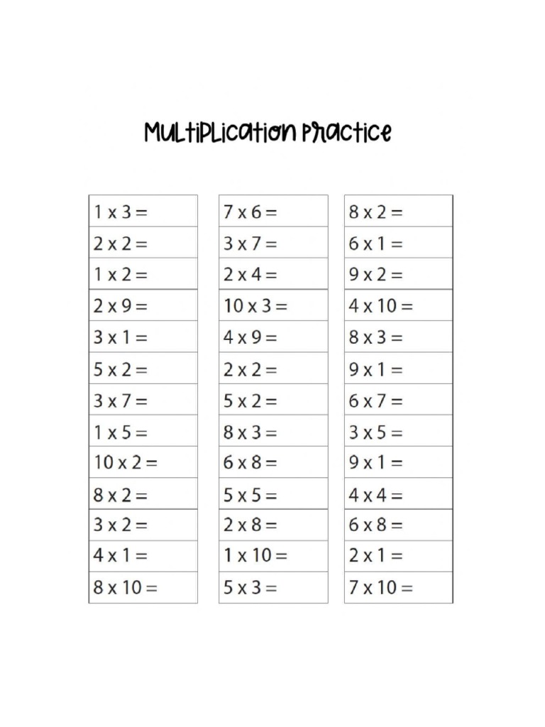 Unit 1 Math Primary 3 Multiplication Practice | PDF