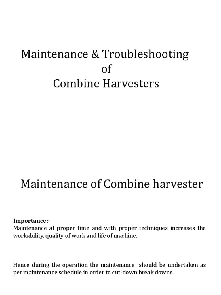 Combine Harvesters Maintenance | PDF | Belt (Mechanical) | Machines