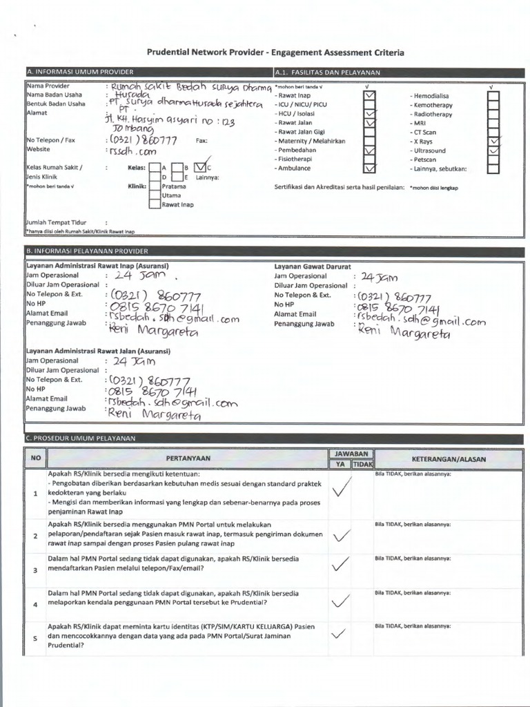 Form Profiling Check List Provider Prudential.. | PDF