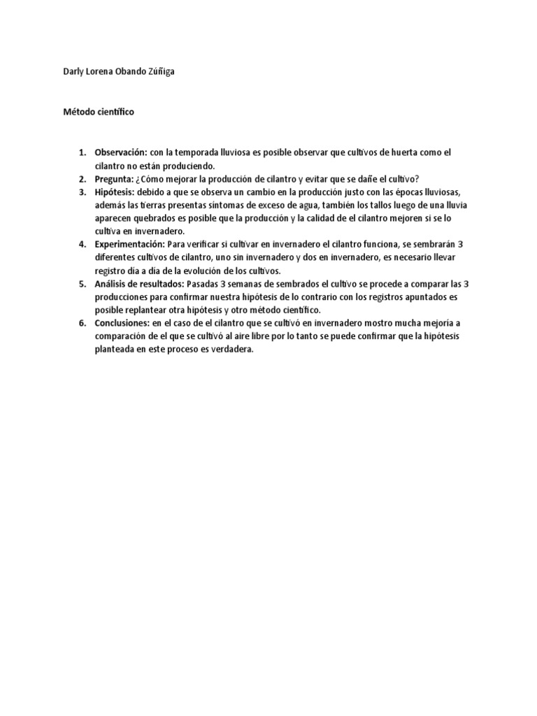 Darly Lorena Obando Zúñiga Metodo Cientifico | PDF