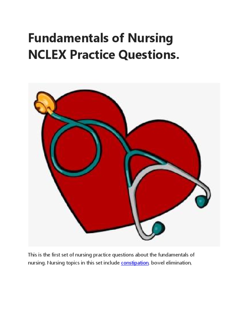 Fundamentals of Nursing NCLEX Practice Questions PDF | PDF | Sleep ...