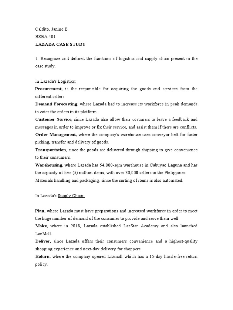 Lazada Case Study | PDF | Logistics | Warehouse