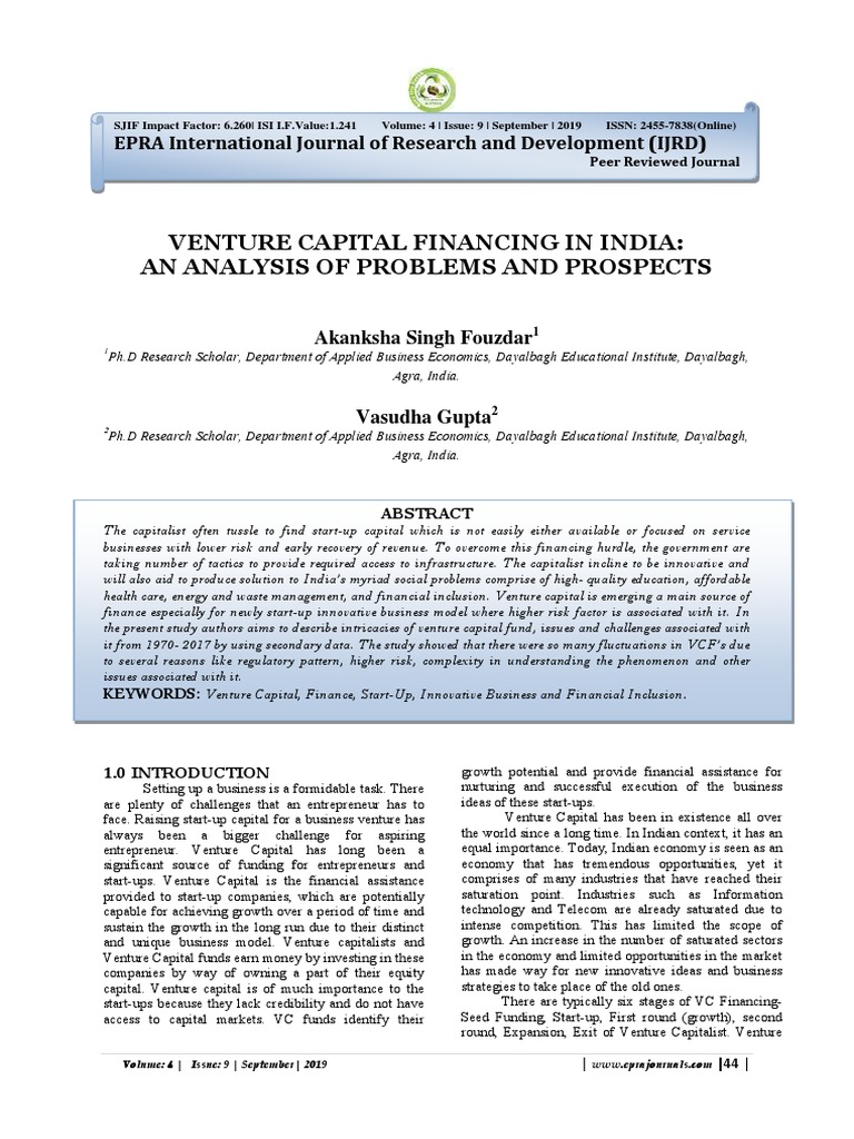 Venture Capital Financing in India: An Analysis of the Relationship Between Venture Capital and ...