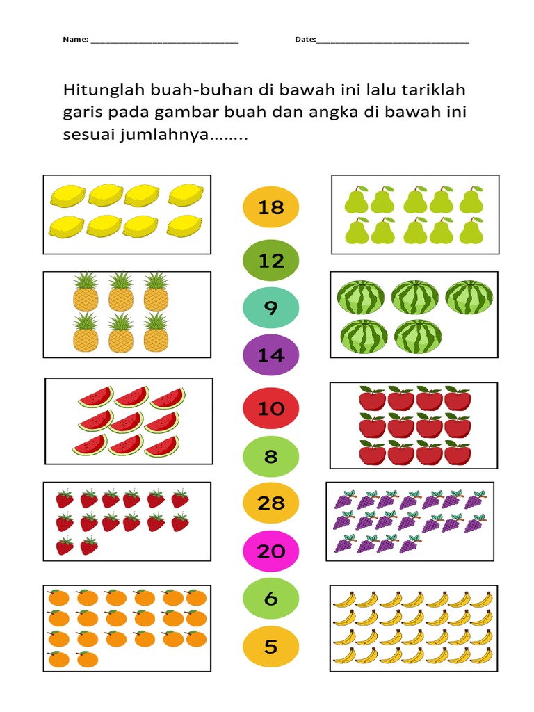 Worksheet Buah-Buahan Anak Paud | PDF