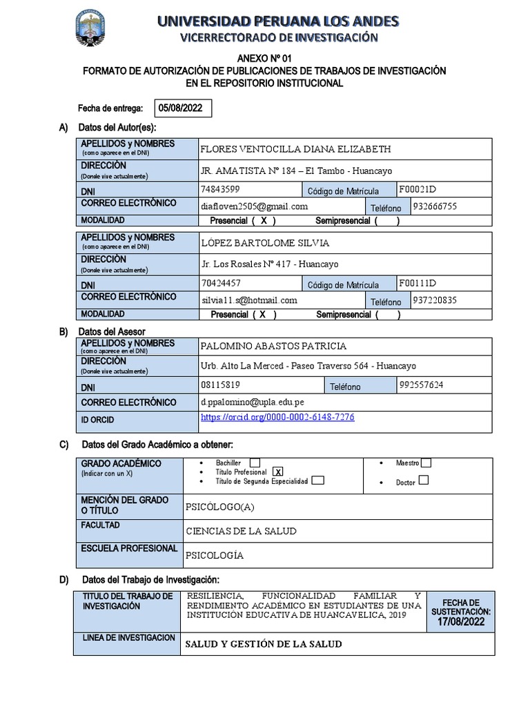 2-Formato de Autorizacion - Anexo N°01 (Modelo 2022) | PDF | Acceso ...