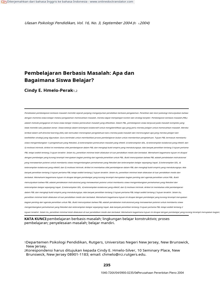 Hmelo-Silver, Problem-Based Learning What and How Do Students Learn - 0.en - Id | PDF