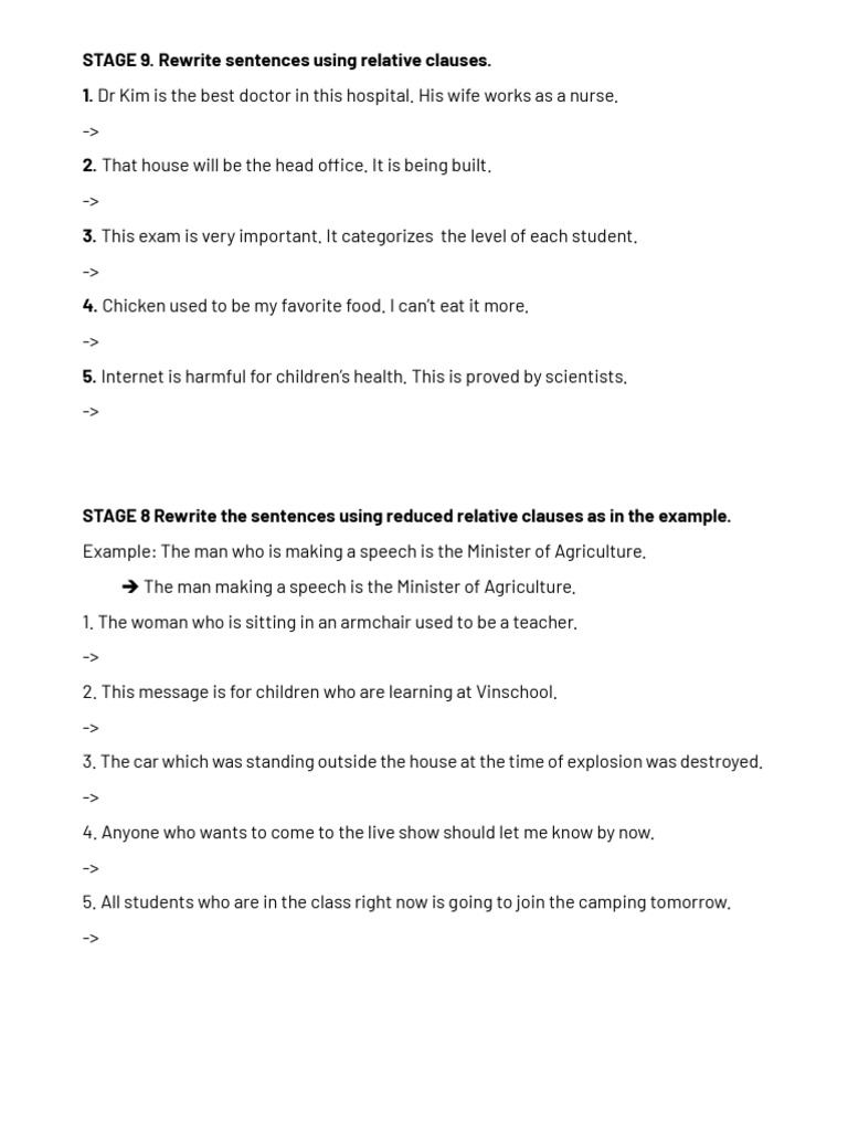 Stage 8 Reported Speech and Reduced Relative Clauses | PDF