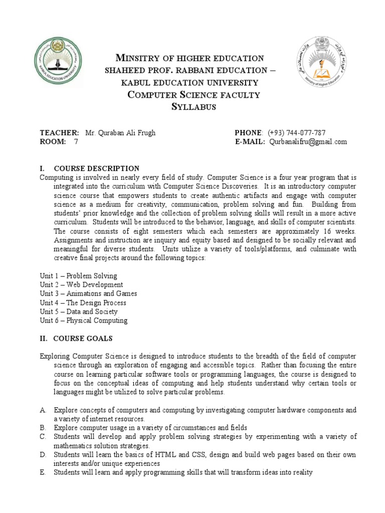Computer SCISophsyllabuss | PDF | Science | Computing