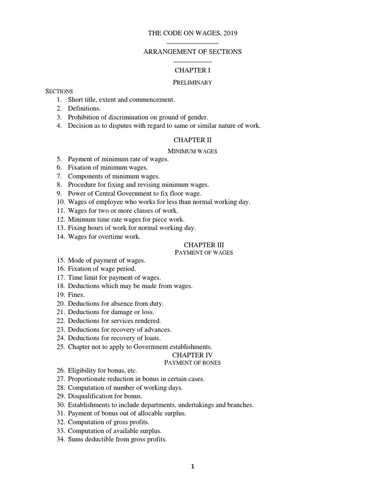 The Code On Wages 2019 | Download Free PDF | Cost Of Living | Employment