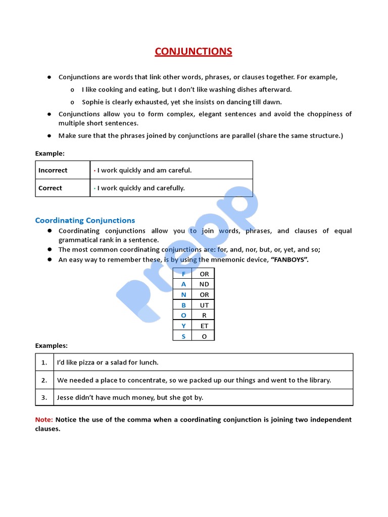 Coordinating Conjunctions | PDF | Linguistics | Grammar