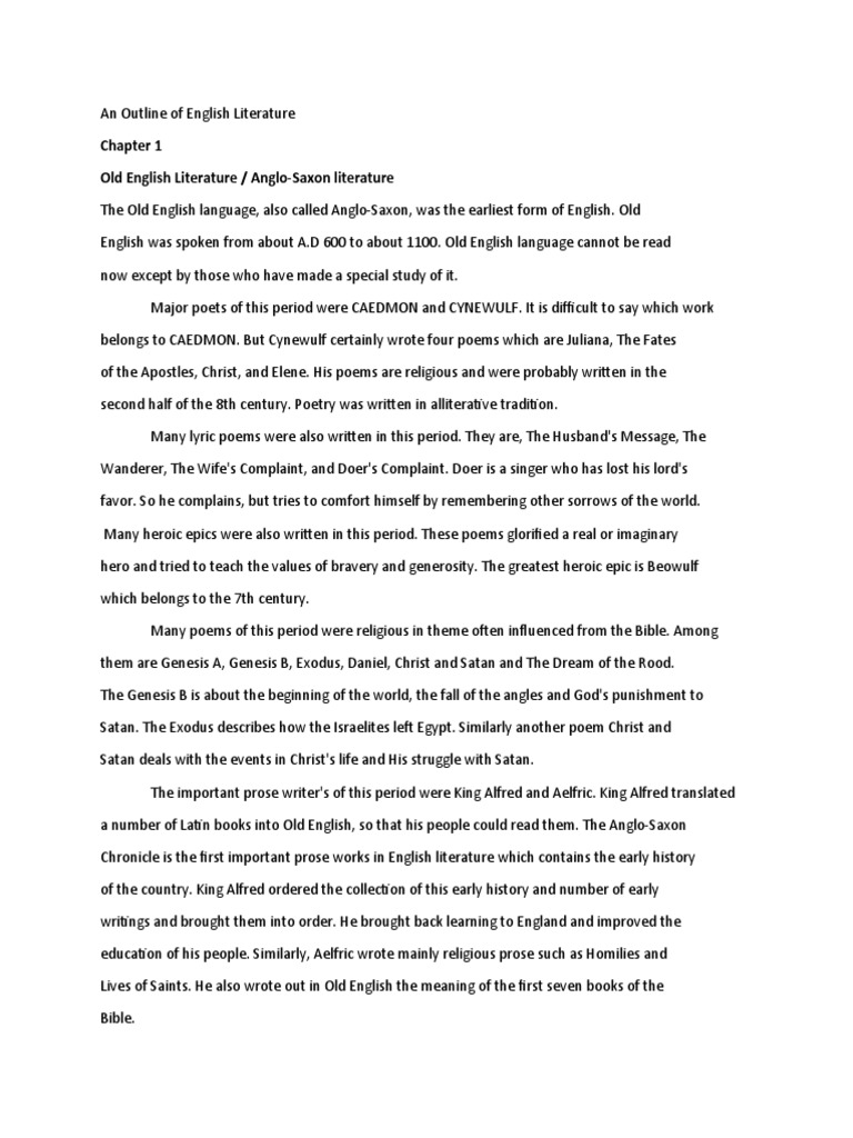 An Outline of English Literature 1 2 3 4 5 | PDF