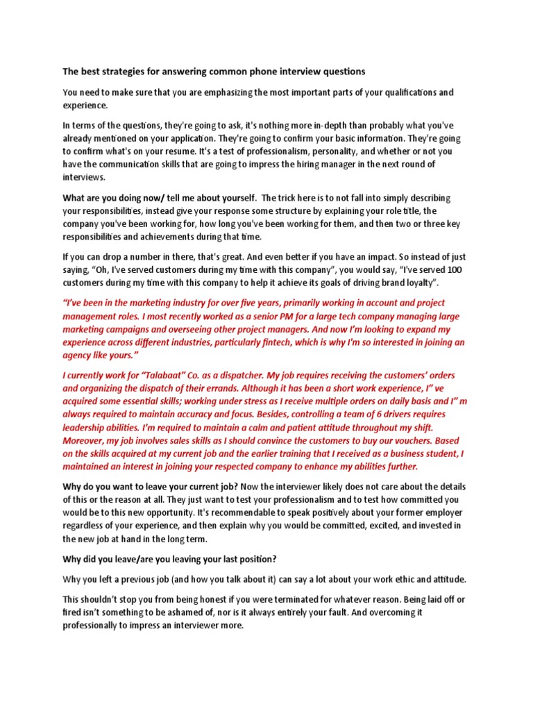 Phone Interview Success Strategies | PDF | Job Interview | Recruitment