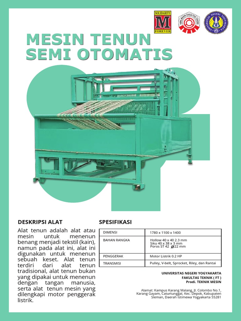Poster Mesin Tenun Semi Otomatis Tri Setya Gunawan | PDF