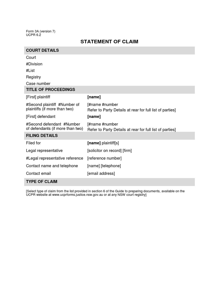 NSW Statement of Claim Form Guide | PDF | Affidavit | Default Judgment