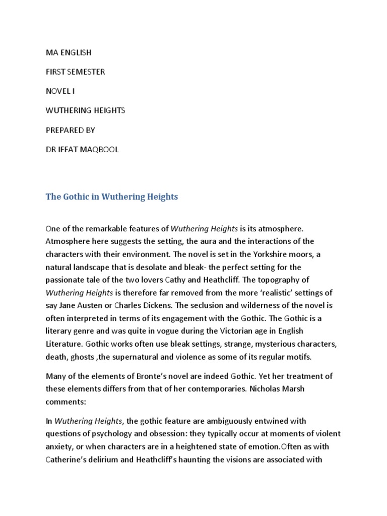 Gothic Elements in Wuthering Heights | PDF