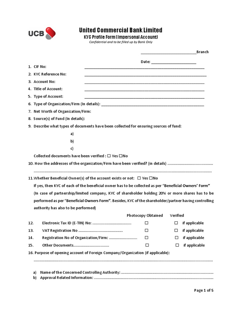 KYC Profile Form (Entity) | Download Free PDF | Economies | Business