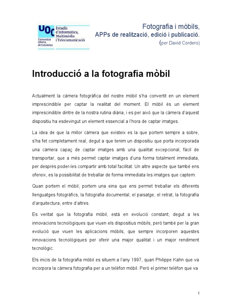 UD11 Fotografia Amb Mo¿bil - FOTO | PDF