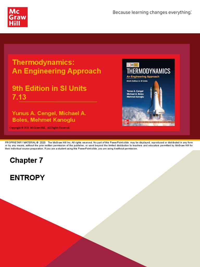 Thermodynamics: An Engineering Approach 9th Edition in SI Units 7.13 | PDF | Entropy | Second ...