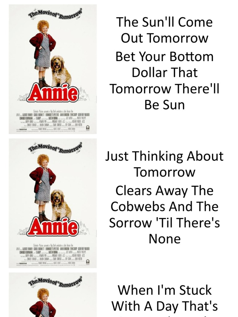 The Sun'll Come Out Tomorrow Bet Your Bottom Dollar That Tomorrow There ...