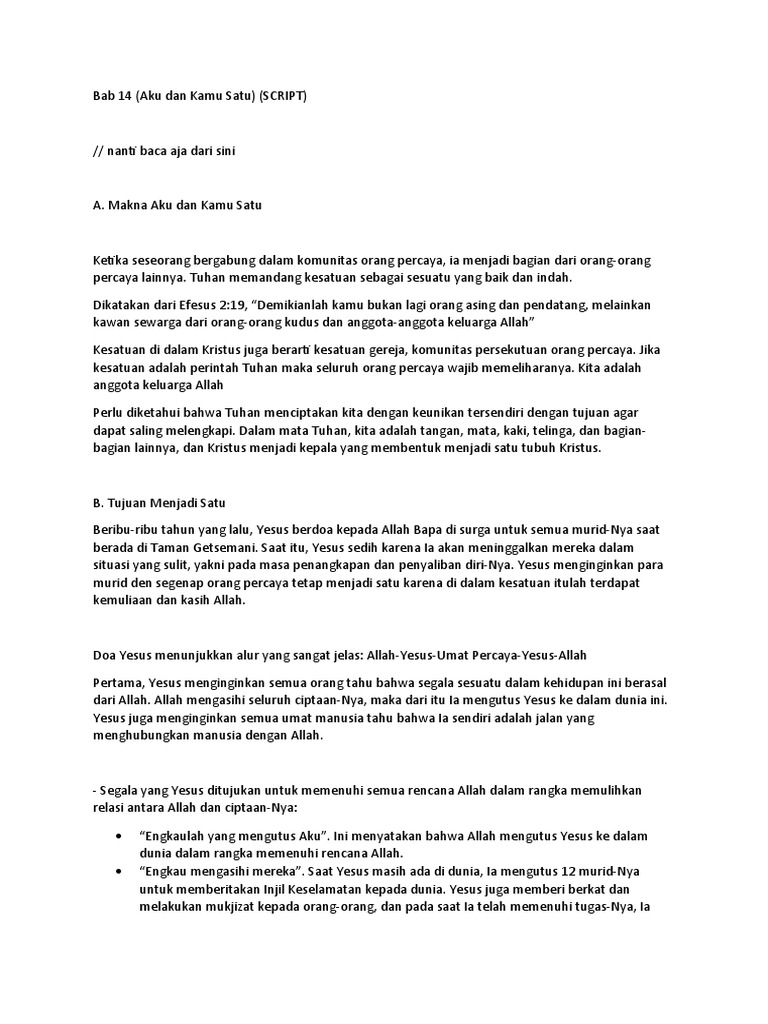 Bab 14 (Script) | PDF | Kajian Bahasa Asing | Agama & Spiritualitas