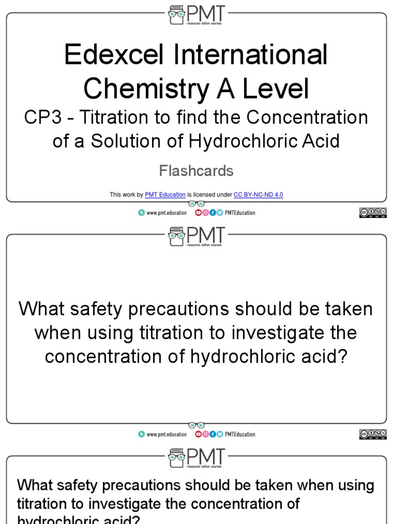 Flashcards - CP3 Titration To Find The Concentration of A Solution of Hydrochloric Acid ...