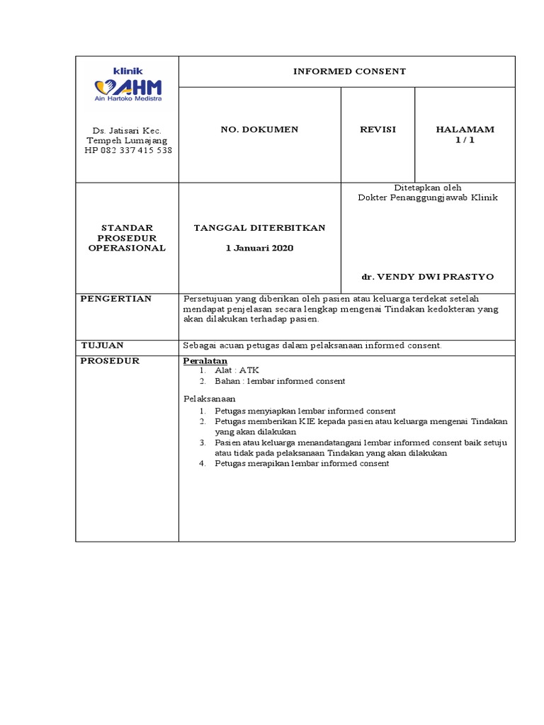 Prosedur Informed Consent dan APD | PDF | Sains & Matematika