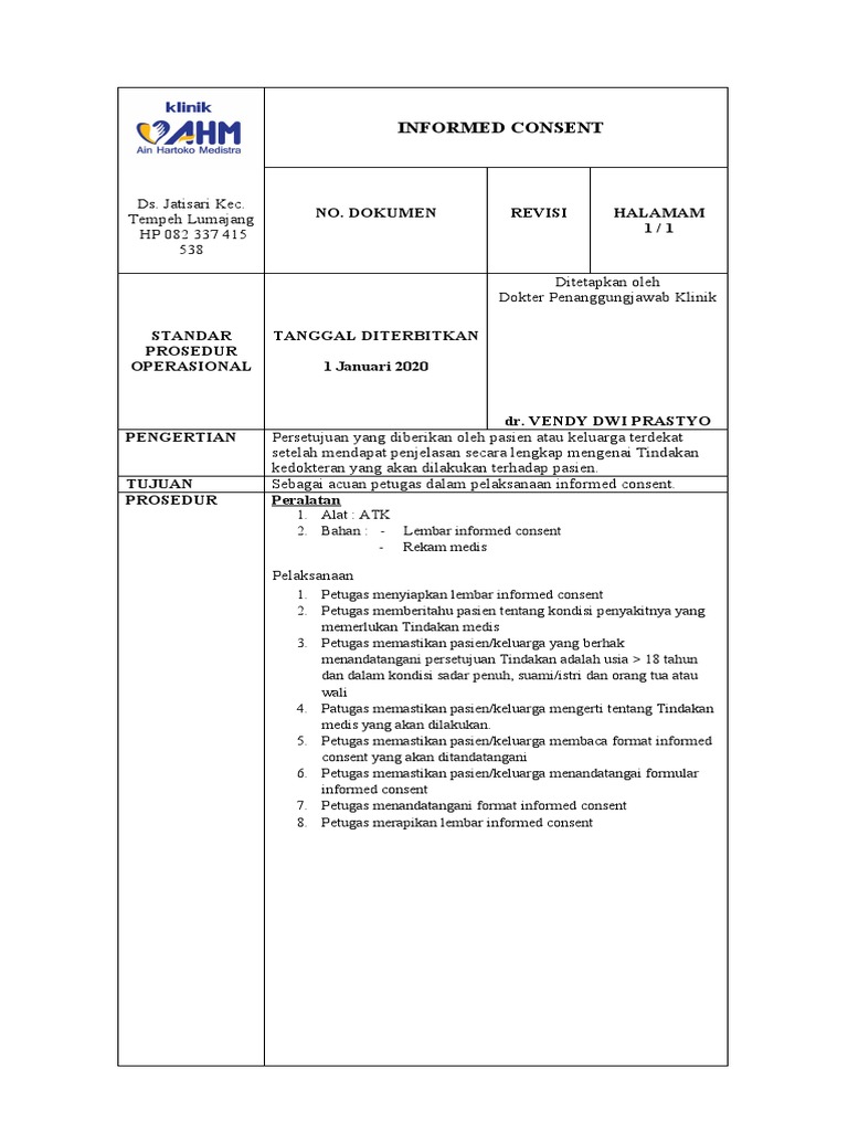 Prosedur Informed Consent Medis | PDF | Hukum