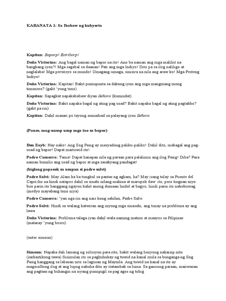 El Filibusterismo Script (Kabanata 1-10) | PDF