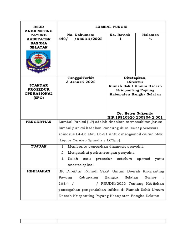 SOP LUMBAL PUNGSI | PDF