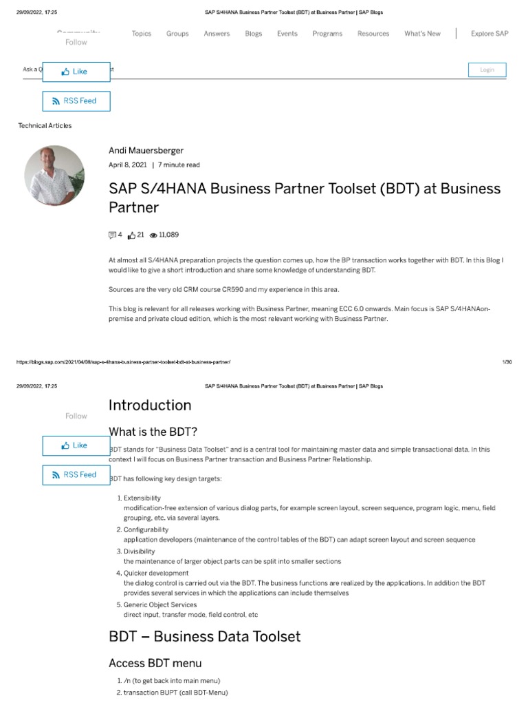 SAP BDT Note | PDF