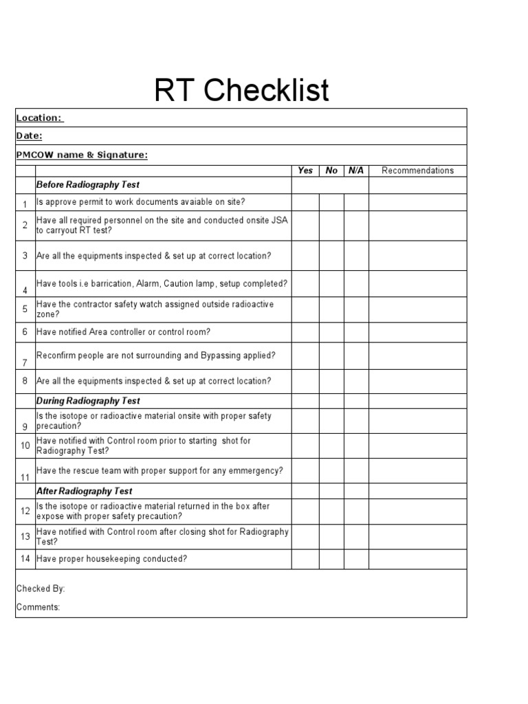RT Checklist | PDF