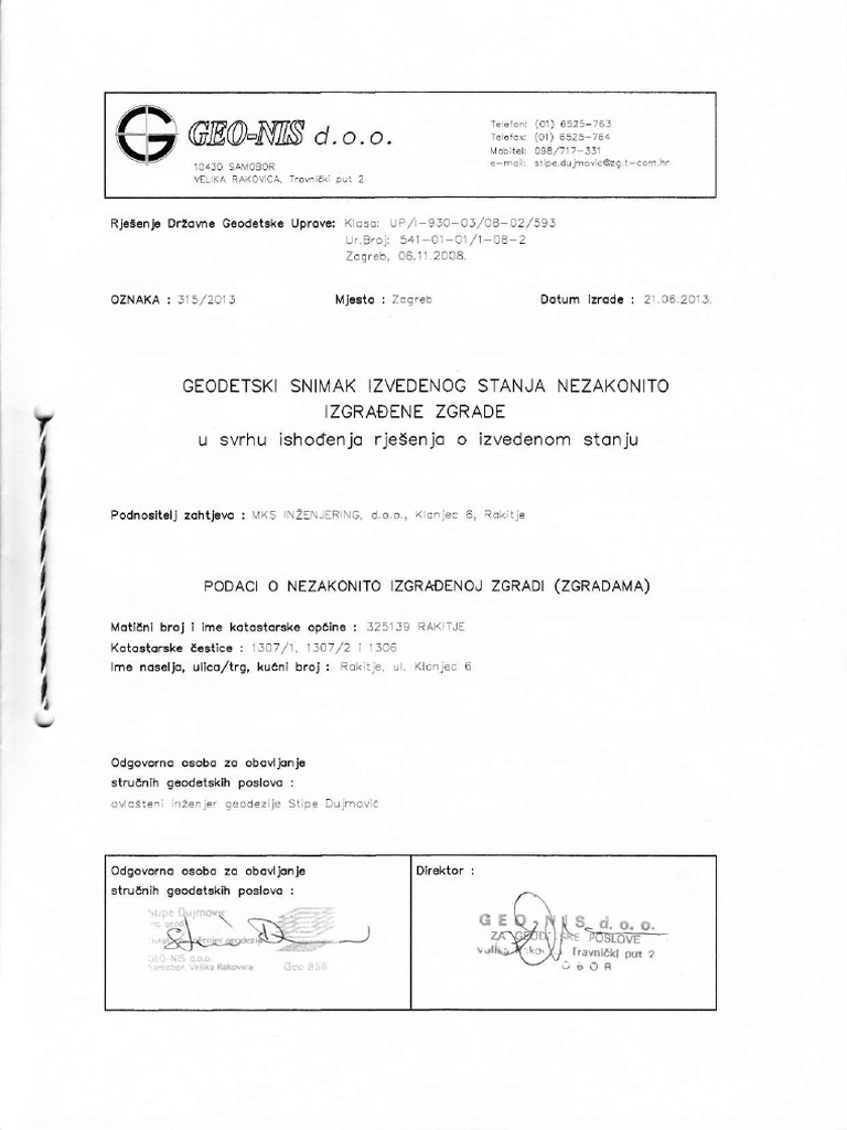 MKS - Geodetski Snimak Izvedenog Stanja Nezakonito Izgradene Zgrade | PDF