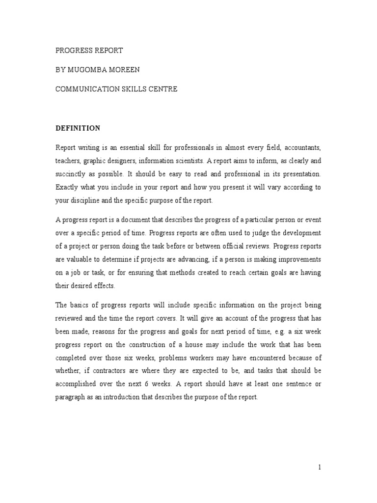 Progress Report | PDF | Memorandum | Goal