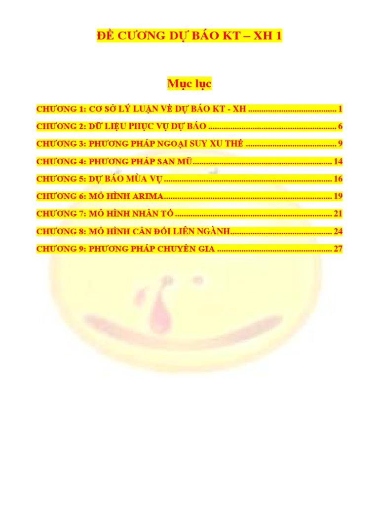 Đề Cương Dự Báo KT XH 1 Anh Bằng | PDF