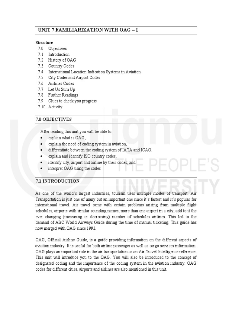 Unit 7 Familiarization With OAG - I (F) | PDF | Airlines | Aviation