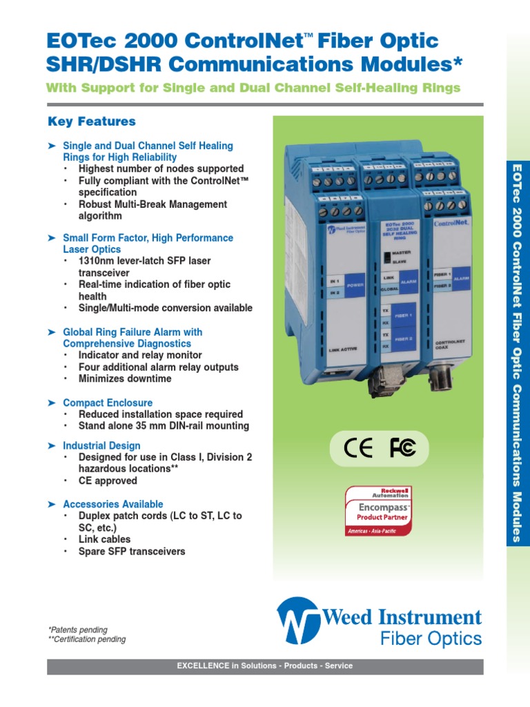 Eotec 2000 Controlnet Fiber Optic SHR/DSHR Communications Modules | PDF | Optical Fiber ...