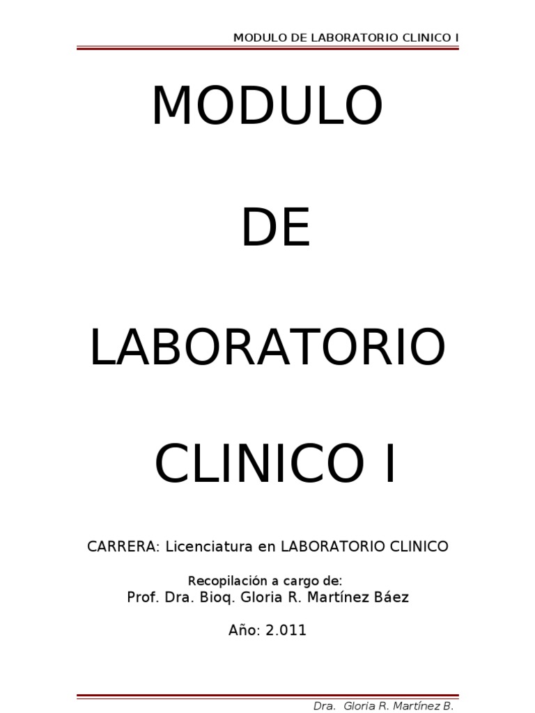 Modulo LABORATORIO CLINICO 1 | PDF | Orina | Calidad (comercial)