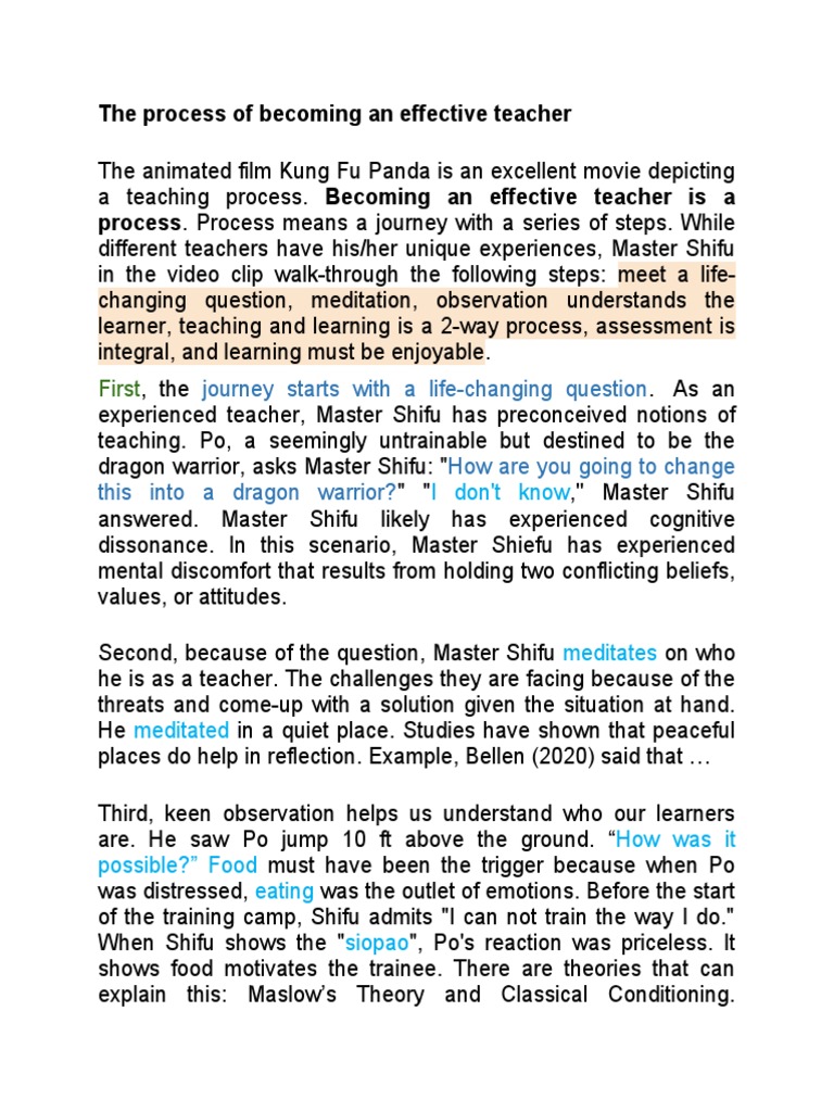 The Process of Becoming An Effective Teacher | PDF | Learning ...