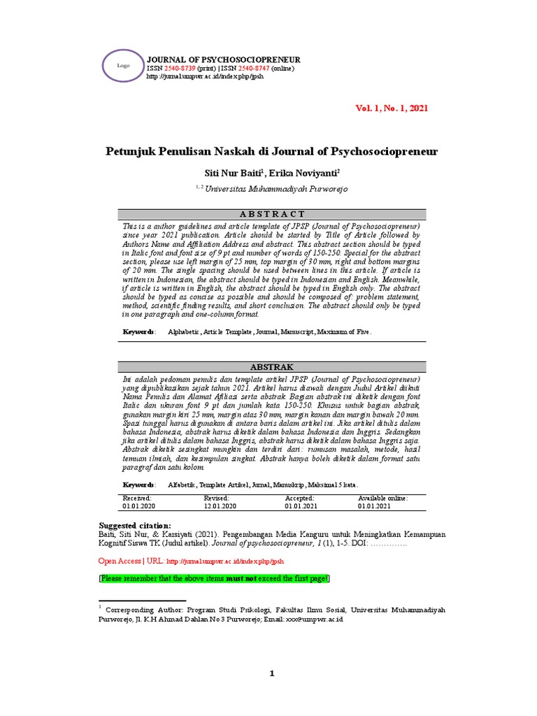 Panduan Penulisan JPSP | PDF